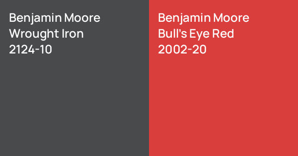 Benjamin Moore Wrought Iron vs. Benjamin Moore Bull's Eye Red comparison