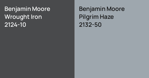 Benjamin Moore Wrought Iron vs. Benjamin Moore Pilgrim Haze comparison