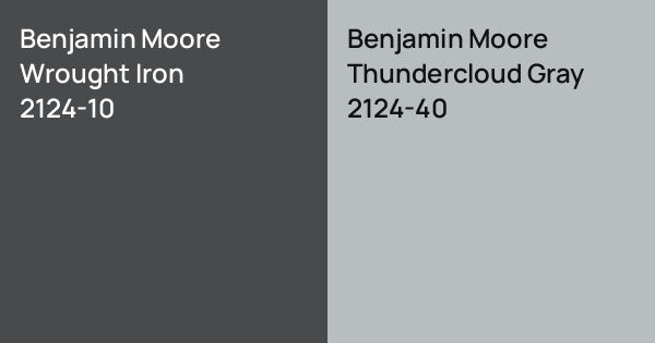 Benjamin Moore Wrought Iron vs. Benjamin Moore Thundercloud Gray comparison
