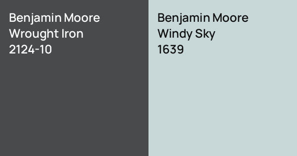 Benjamin Moore Wrought Iron vs. Benjamin Moore Windy Sky comparison