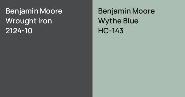 Benjamin Moore Wrought Iron vs. Benjamin Moore Wythe Blue comparison