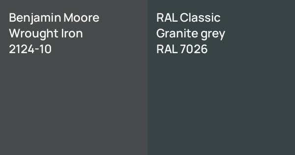Benjamin Moore Wrought Iron vs. RAL Classic Granite grey comparison