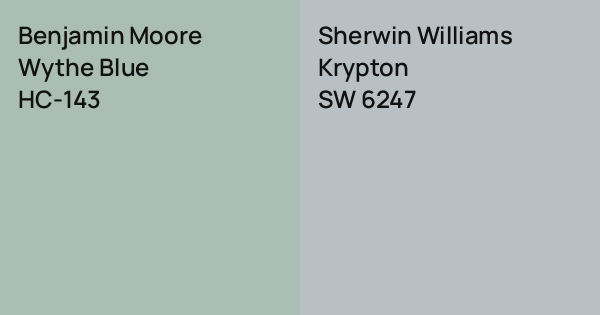 Benjamin Moore Wythe Blue vs. Sherwin Williams Krypton comparison