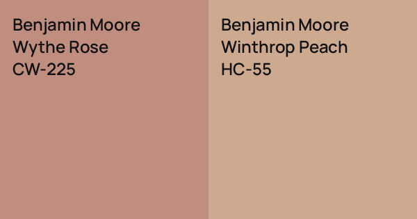 Benjamin Moore Wythe Rose vs. Benjamin Moore Winthrop Peach comparison