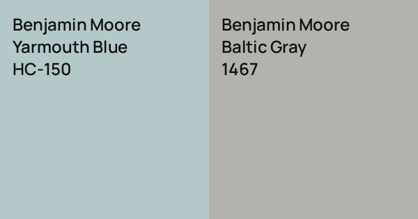Benjamin Moore Yarmouth Blue vs. Benjamin Moore Baltic Gray comparison