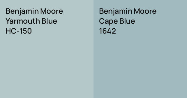 Benjamin Moore Yarmouth Blue vs. Benjamin Moore Cape Blue comparison