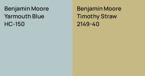 Benjamin Moore Yarmouth Blue vs. Benjamin Moore Timothy Straw comparison
