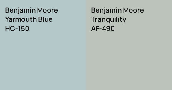 Benjamin Moore Yarmouth Blue vs. Benjamin Moore Tranquility comparison