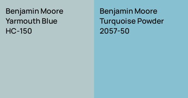 Benjamin Moore Yarmouth Blue vs. Benjamin Moore Turquoise Powder comparison