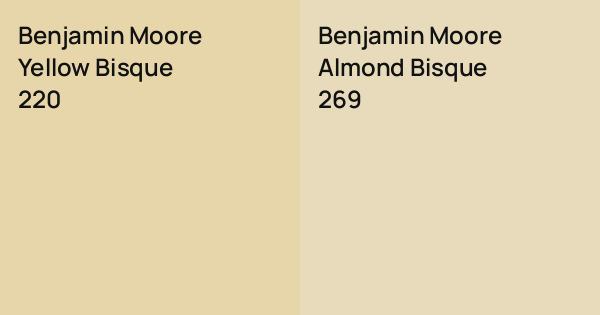 Benjamin Moore Yellow Bisque vs. Benjamin Moore Almond Bisque comparison