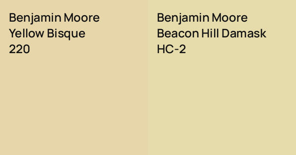 Benjamin Moore Yellow Bisque vs. Benjamin Moore Beacon Hill Damask ...