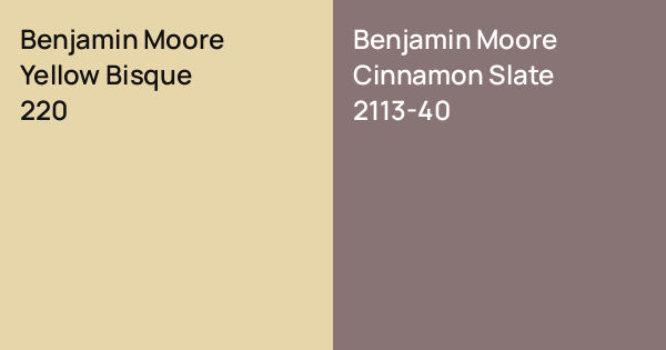 Benjamin Moore Yellow Bisque vs. Benjamin Moore Cinnamon Slate comparison