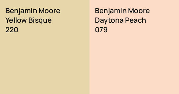 Benjamin Moore Yellow Bisque vs. Benjamin Moore Daytona Peach comparison