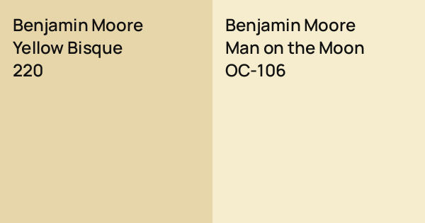 Benjamin Moore Yellow Bisque vs. Benjamin Moore Man on the Moon comparison