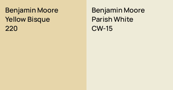 Benjamin Moore Yellow Bisque vs. Benjamin Moore Parish White comparison