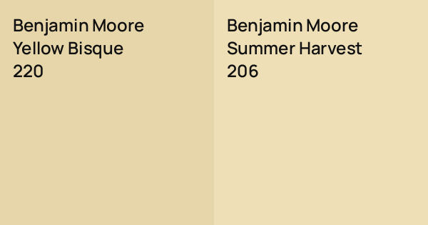 Benjamin Moore Yellow Bisque vs. Benjamin Moore Summer Harvest comparison