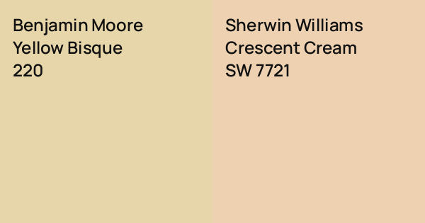 Benjamin Moore Yellow Bisque vs. Sherwin Williams Crescent Cream comparison