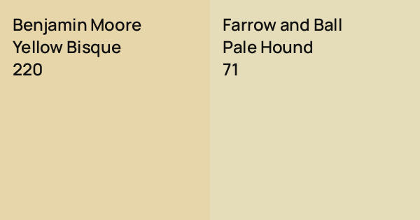 Benjamin Moore Yellow Bisque vs. Farrow and Ball Pale Hound comparison
