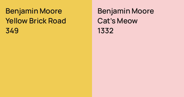 Benjamin Moore Yellow Brick Road vs. Benjamin Moore Cat's Meow comparison