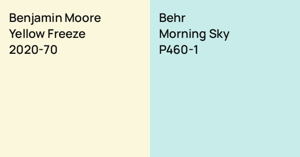 Benjamin Moore Yellow Freeze vs. Behr Morning Sky comparison