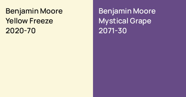 Benjamin Moore Yellow Freeze vs. Benjamin Moore Mystical Grape comparison