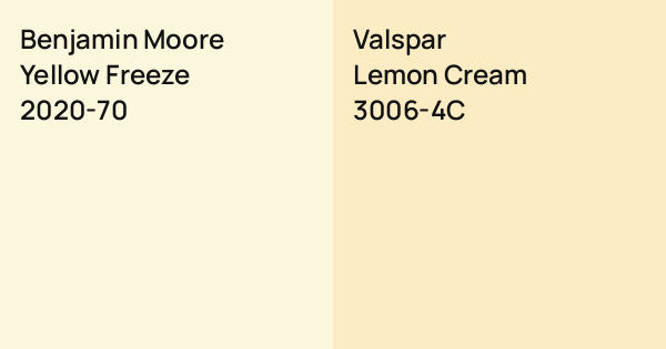 Benjamin Moore Yellow Freeze vs. Valspar Lemon Cream comparison