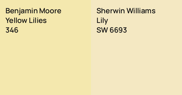 Benjamin Moore Yellow Lilies vs. Sherwin Williams Lily comparison