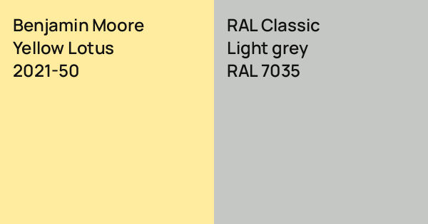 Benjamin Moore Yellow Lotus vs. RAL Classic Light grey comparison
