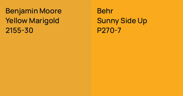 Benjamin Moore Yellow Marigold vs. Behr Sunny Side Up comparison