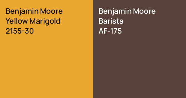 Benjamin Moore Yellow Marigold vs. Benjamin Moore Barista comparison