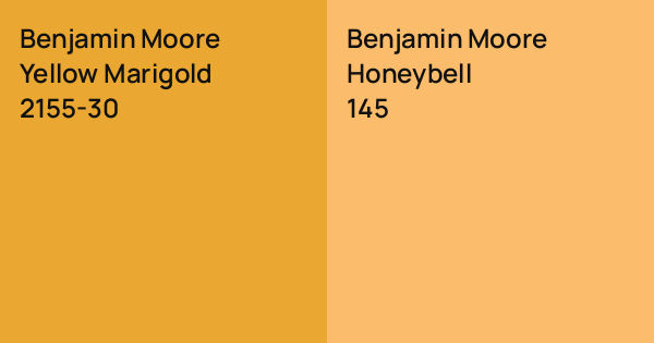 Benjamin Moore Yellow Marigold vs. Benjamin Moore Honeybell comparison