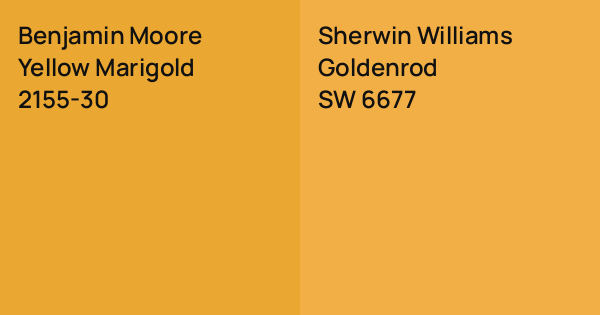 Benjamin Moore Yellow Marigold vs. Sherwin Williams Goldenrod comparison