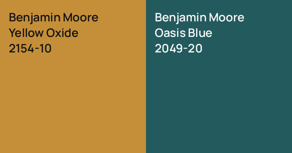 Benjamin Moore Yellow Oxide vs. Benjamin Moore Oasis Blue comparison