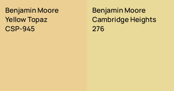 Benjamin Moore Yellow Topaz vs. Benjamin Moore Cambridge Heights comparison