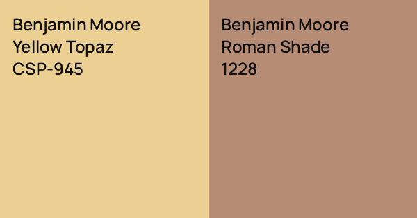 Benjamin Moore Yellow Topaz vs. Benjamin Moore Roman Shade comparison