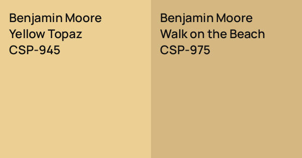 Benjamin Moore Yellow Topaz vs. Benjamin Moore Walk on the Beach comparison