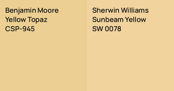 Benjamin Moore Yellow Topaz vs. Sherwin Williams Sunbeam Yellow comparison