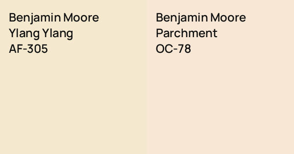 Benjamin Moore Ylang Ylang vs. Benjamin Moore Parchment comparison