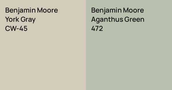 Benjamin Moore York Gray vs. Benjamin Moore Aganthus Green comparison