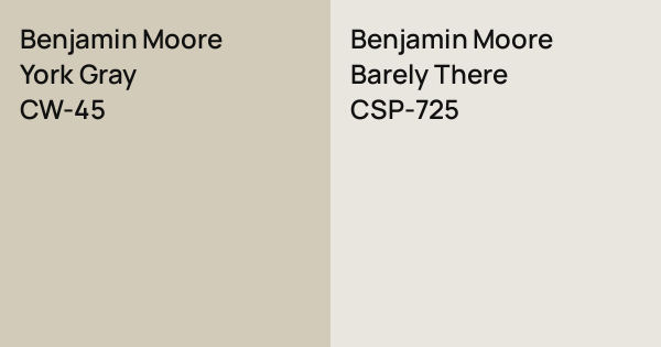 Benjamin Moore York Gray vs. Benjamin Moore Barely There comparison