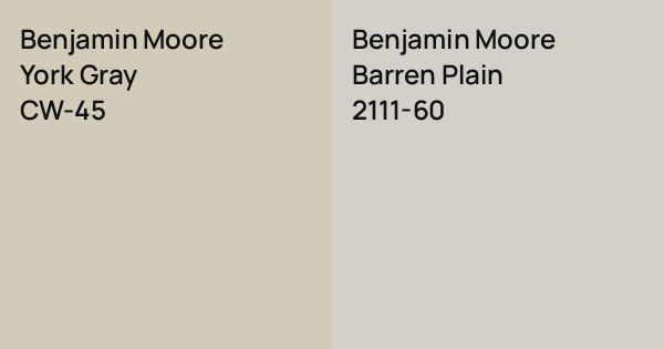 Benjamin Moore York Gray vs. Benjamin Moore Barren Plain comparison