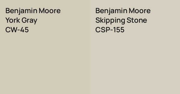 Benjamin Moore York Gray vs. Benjamin Moore Skipping Stone comparison