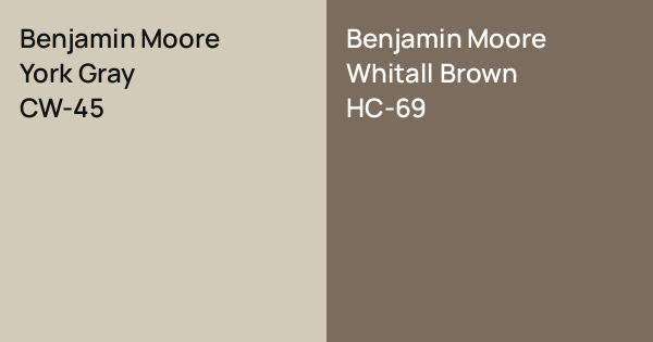 Benjamin Moore York Gray vs. Benjamin Moore Whitall Brown comparison