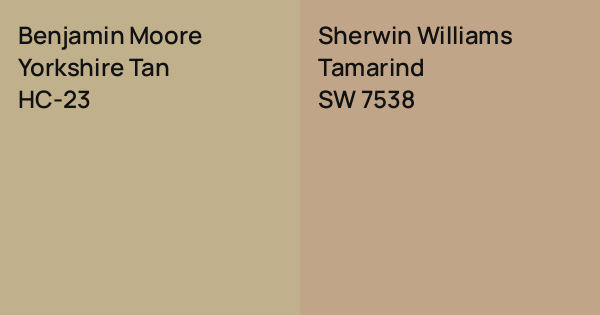 Benjamin Moore Yorkshire Tan vs. Sherwin Williams Tamarind comparison