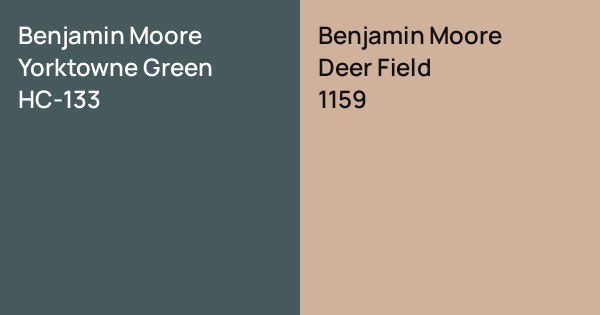 Benjamin Moore Yorktowne Green vs. Benjamin Moore Deer Field comparison
