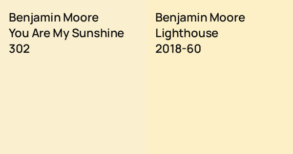 Benjamin Moore You Are My Sunshine vs. Benjamin Moore Lighthouse comparison