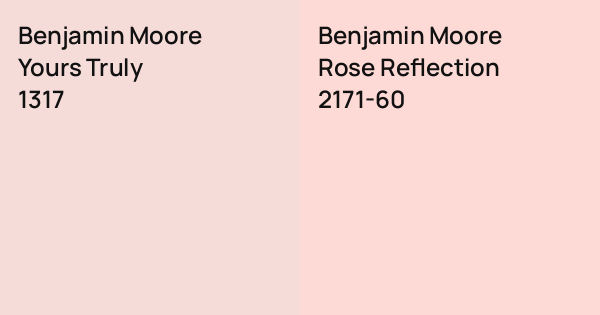 Benjamin Moore Yours Truly vs. Benjamin Moore Rose Reflection comparison