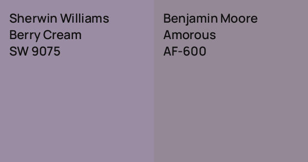 Sherwin Williams Berry Cream vs. Benjamin Moore Amorous comparison