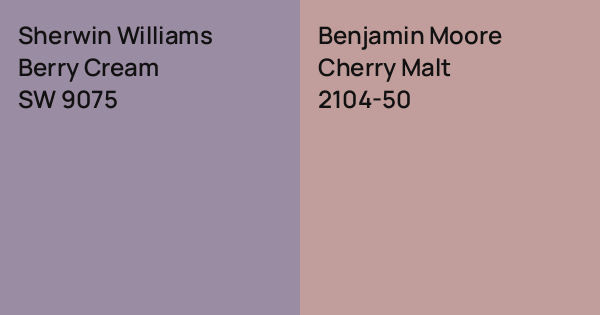 Sherwin Williams Berry Cream vs. Benjamin Moore Cherry Malt comparison