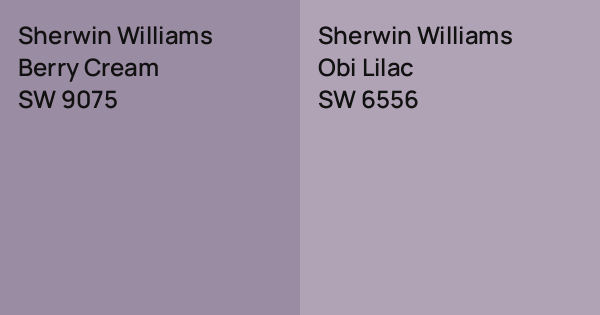 Sherwin Williams Berry Cream vs. Sherwin Williams Obi Lilac comparison
